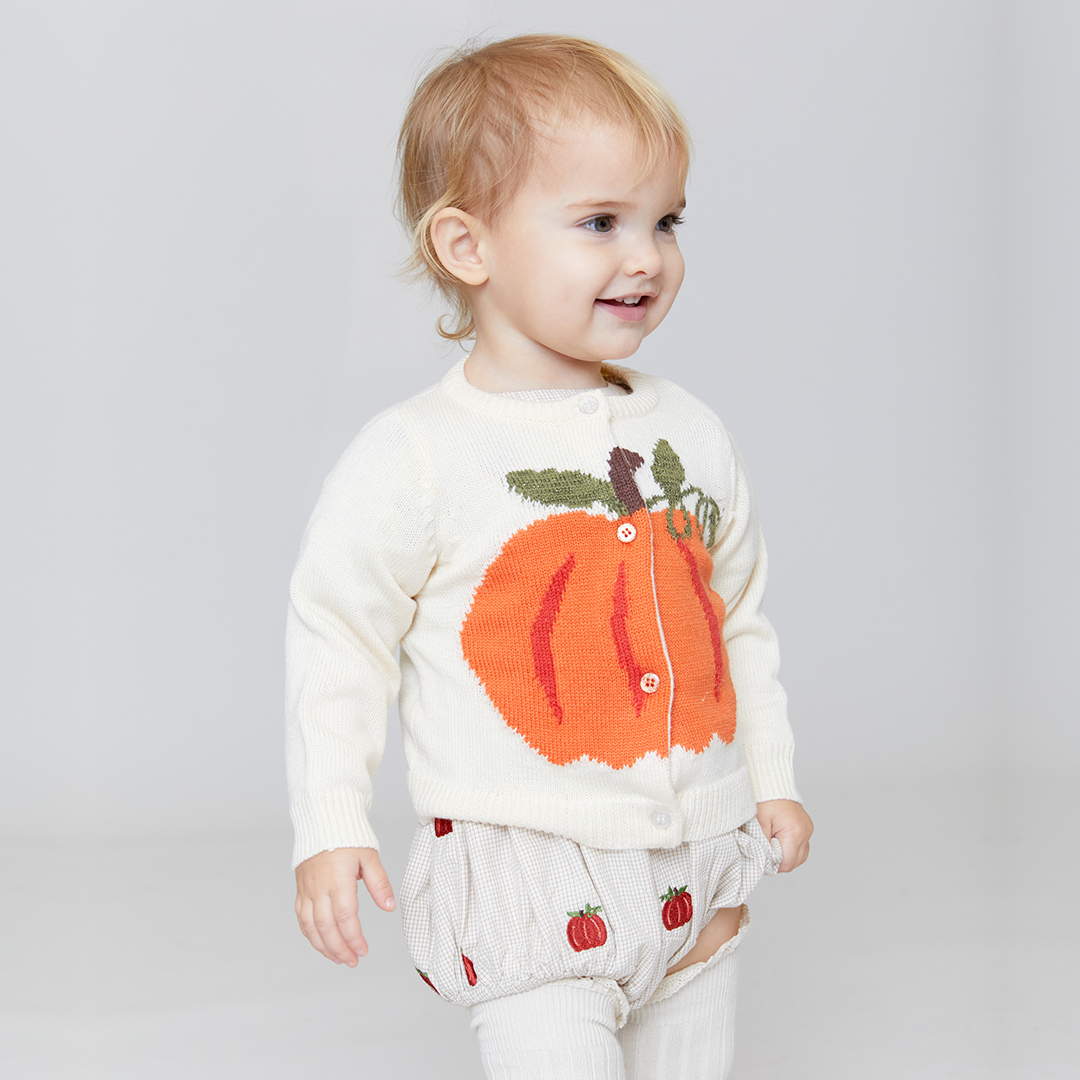 Girls Pia Pumpkin Sweater / Cream - Cuddles by Goochie Goo® Garbs, LLC
